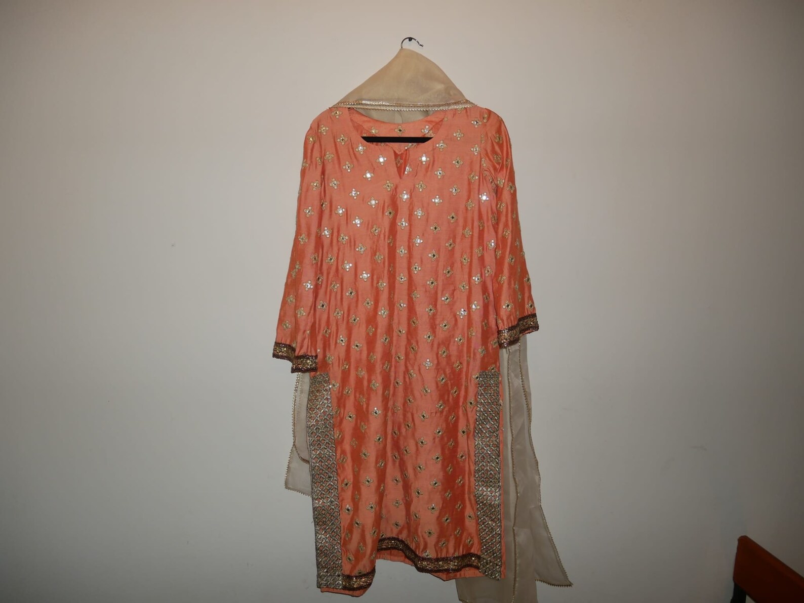Eid Collection 2023 Orange Mirror Work Shirt With Organza Dupatta - Etsy