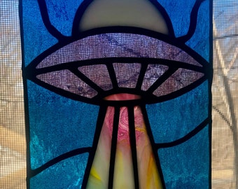 UFO Simple Stained Glass Pattern Pdf Digital File Stained Glass Flying ...