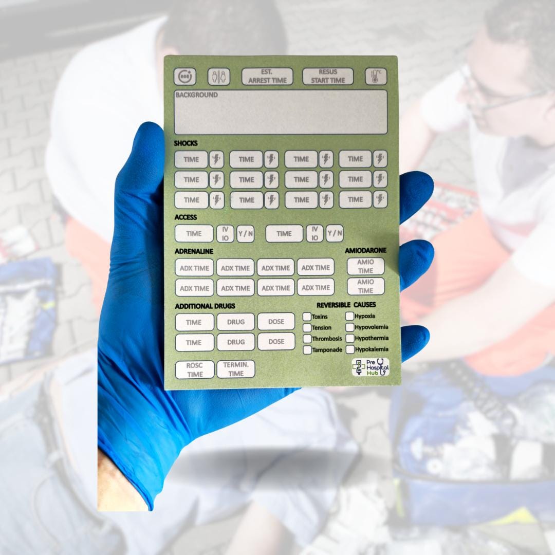Prehospital Resuscitation (cardiac Arrest) Notepad for Paramedics ...