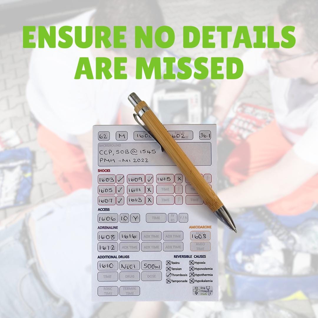 Prehospital Resuscitation (cardiac Arrest) Notepad for Paramedics ...