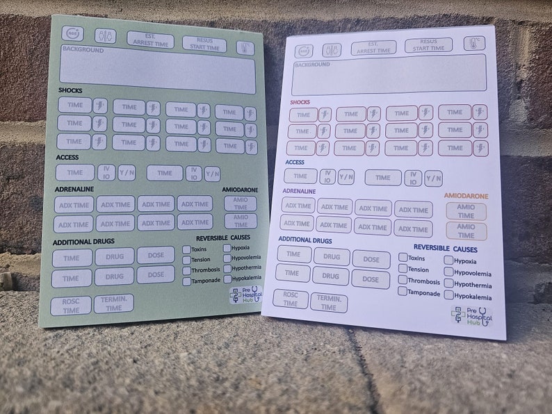 Prehospital Resuscitation cardiac Arrest Notepad for Paramedics ...