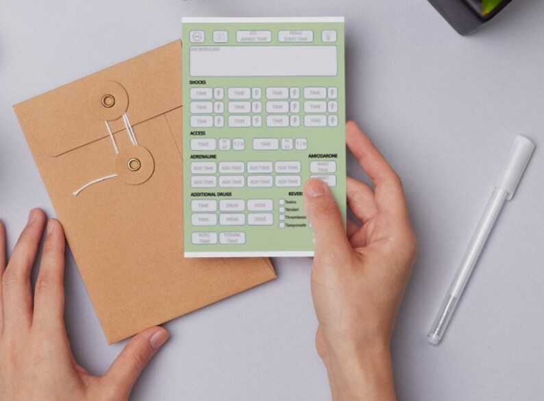 Prehospital Resuscitation cardiac Arrest Notepad for Paramedics ...