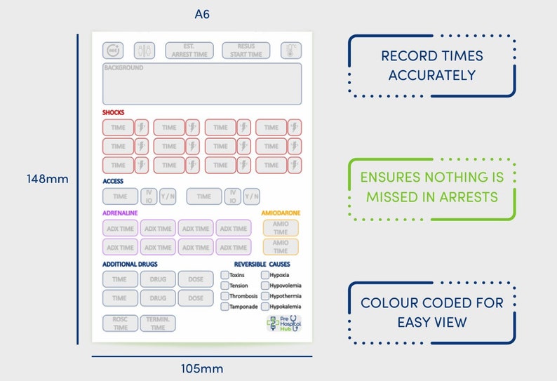 Prehospital Resuscitation cardiac Arrest Notepad for Paramedics ...