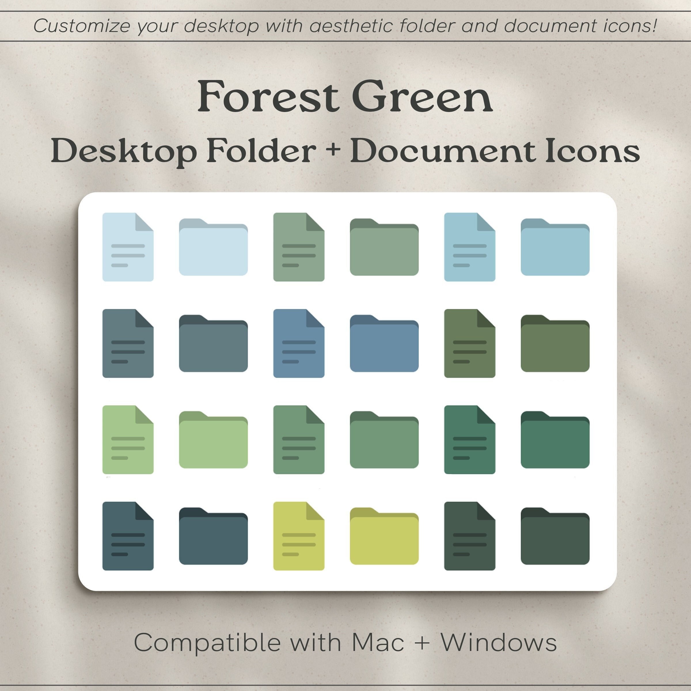 Forest Green Folder Icons for Mac and Windows | Custom Desktop Icons ...