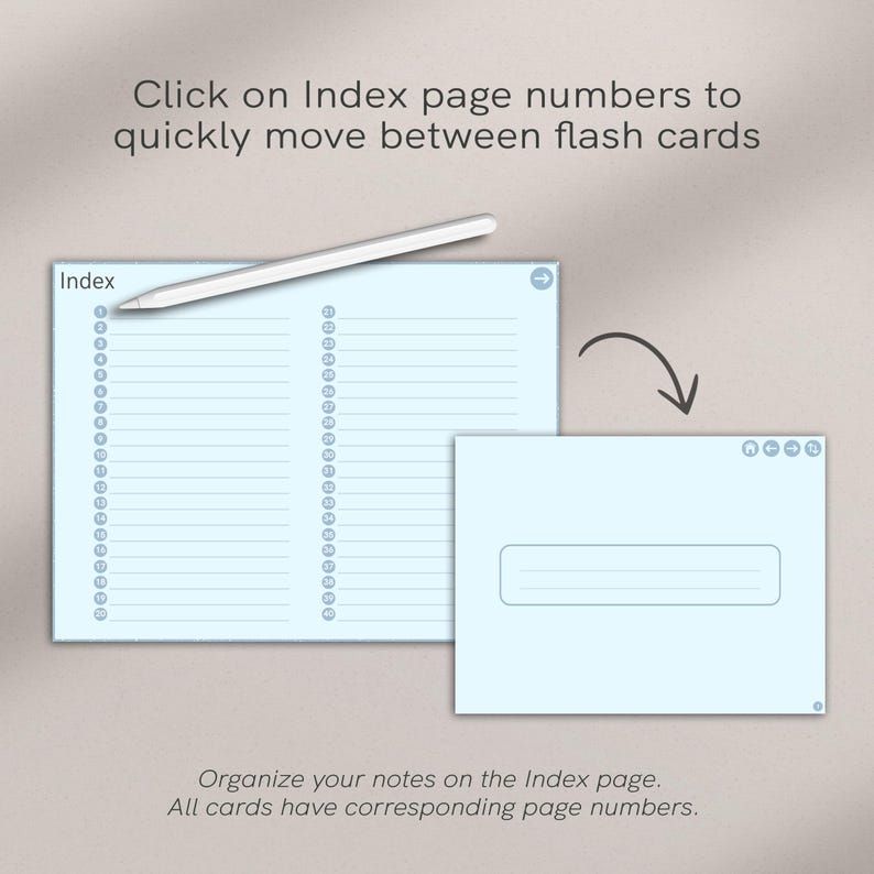Pastel Blue Digital Flash Cards | iPad Flashcards for Goodnotes and ...