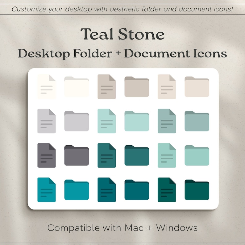 Teal Stone Grey Desktop Icons for Mac and Windows | Custom Desktop ...
