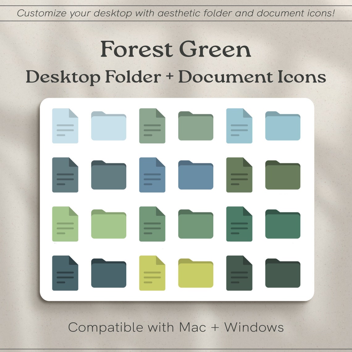 Forest Green Folder Icons for Mac and Windows Custom Desktop Icons ...