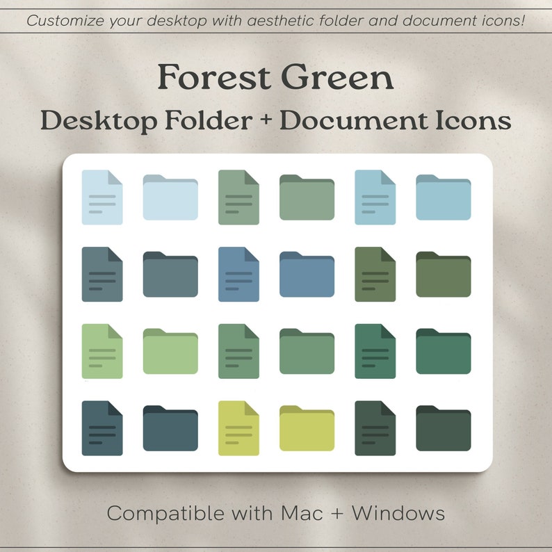 Forest Green Folder Icons for Mac and Windows Custom Desktop Icons ...