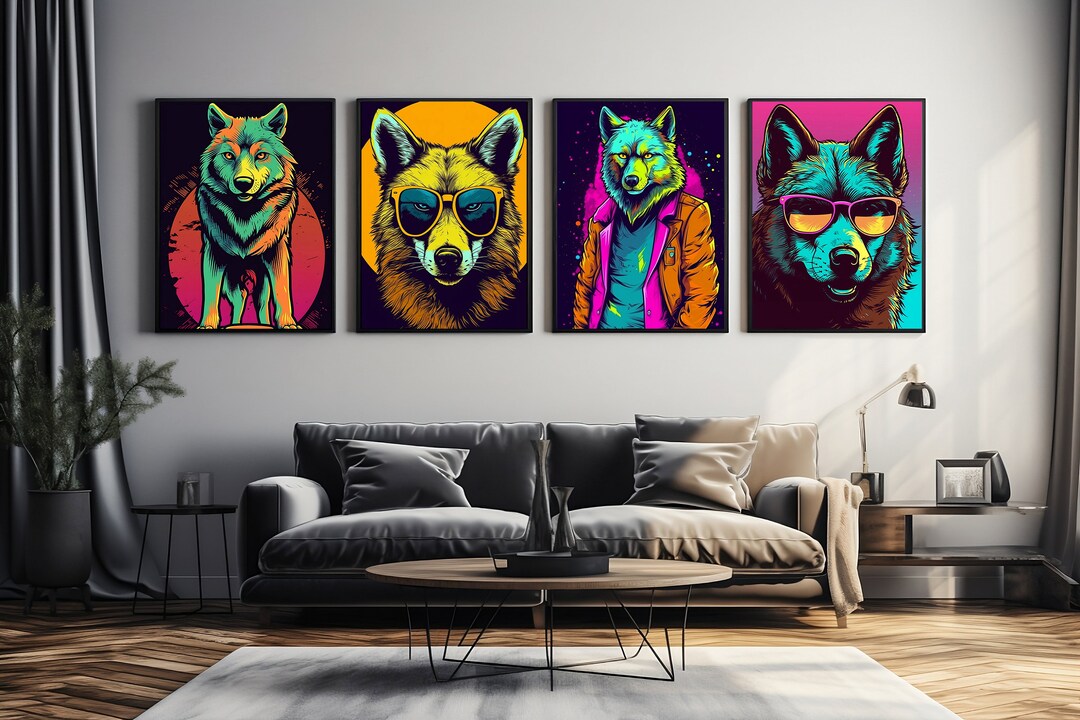 Wolf Pop Art Illustration Digital Download Wolf Pop Art Style Wall ...