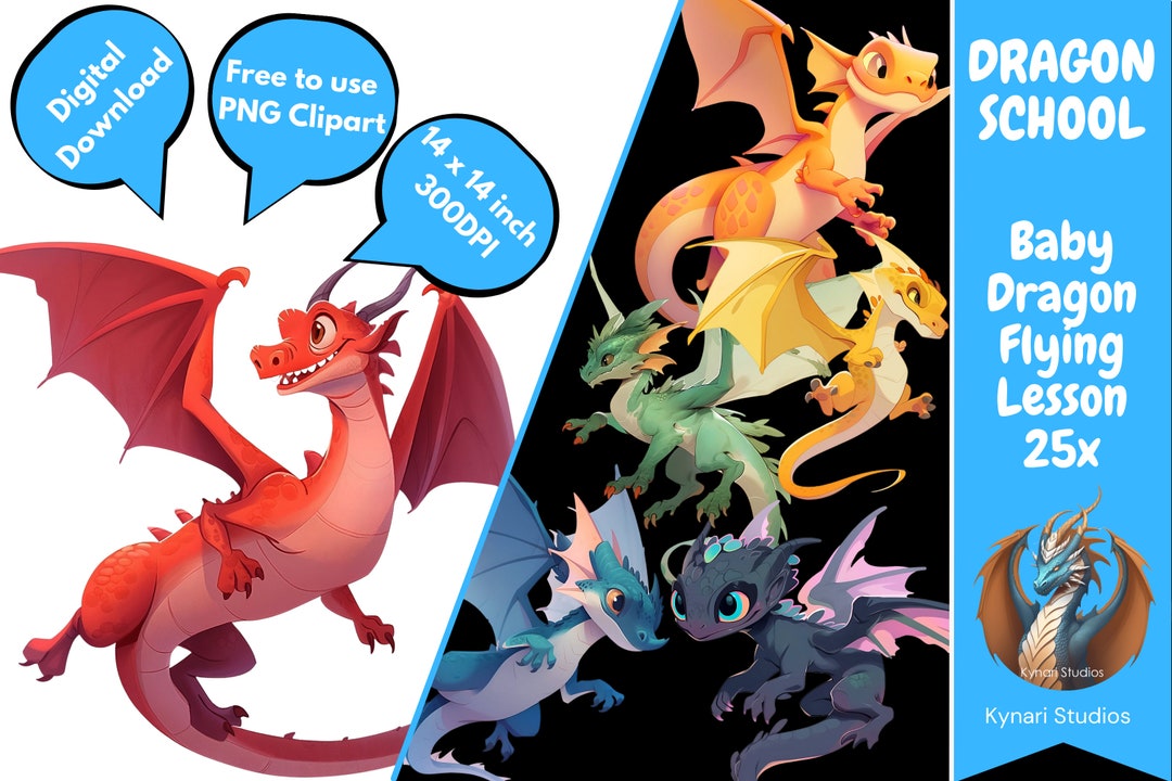 Clip Art Dragons Flying Bundle of 25 Cute and Colorful Dragon Babies ...