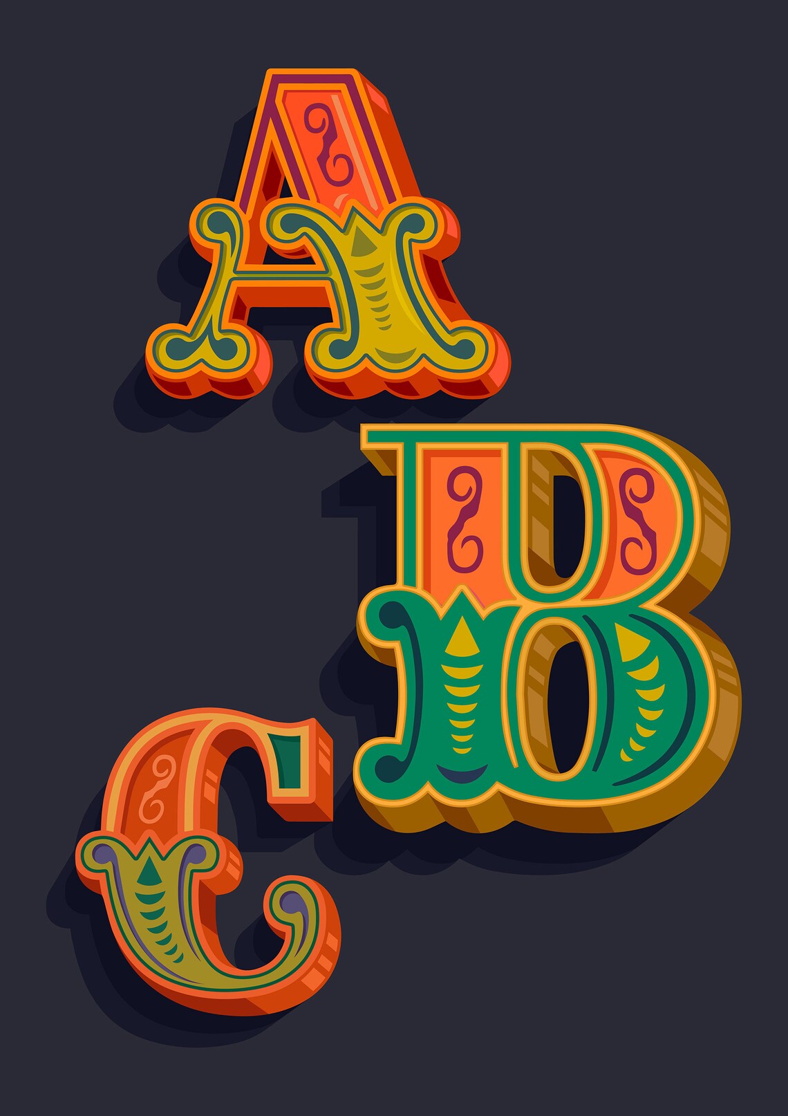 A3 Circus Letters Digital Download, Carnival Letter Art, Digital Letter ...