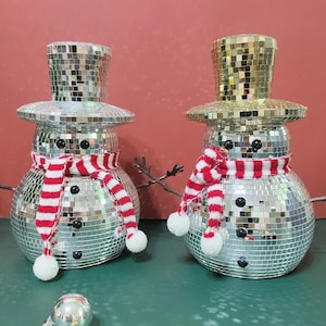 Disco Ball Snowman. Glitter Christmas Decoration. Sparkling Winter ...