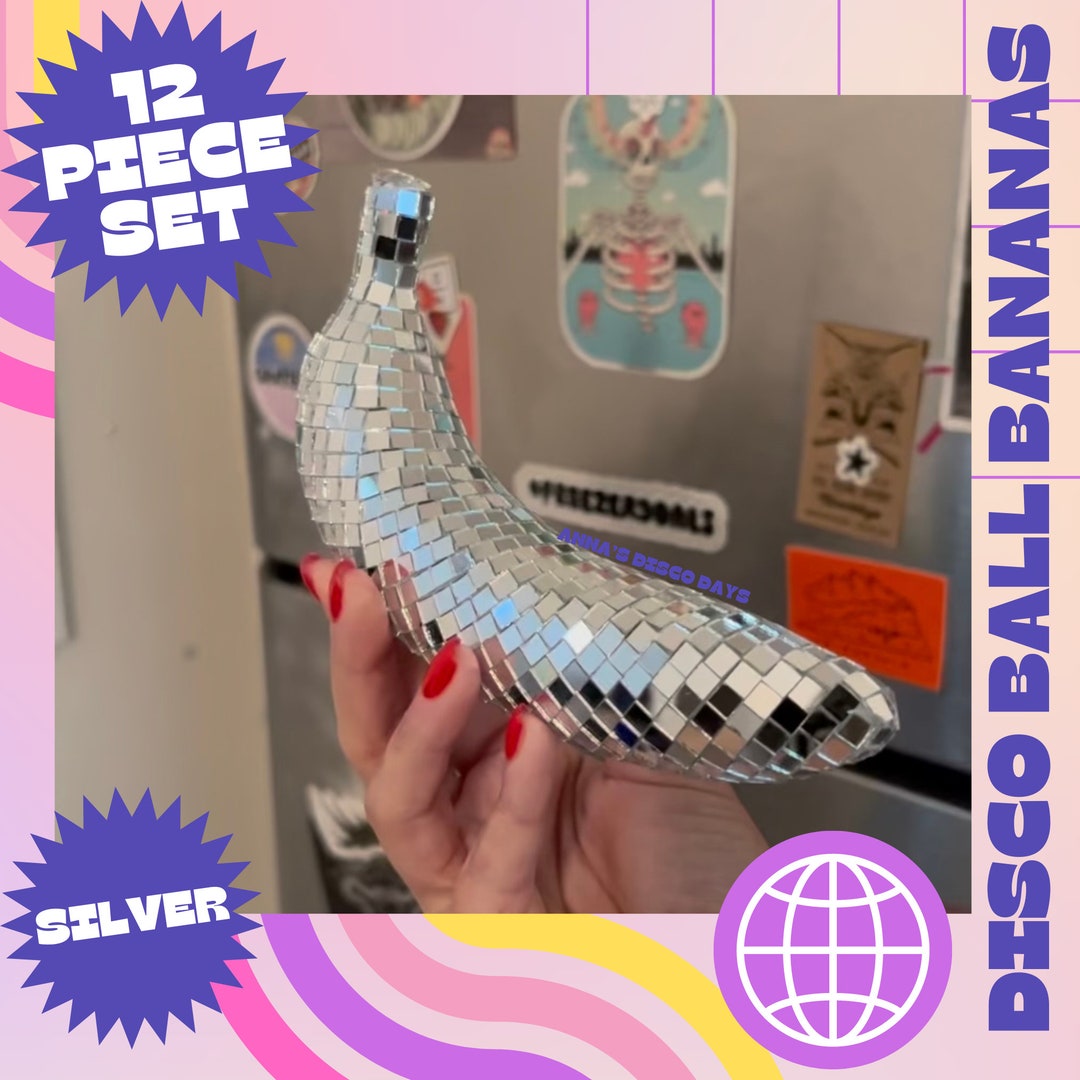 Set of 12 Disco Ball Bananas, Disco Fruit Bananas, Mirror Disco Bananas ...