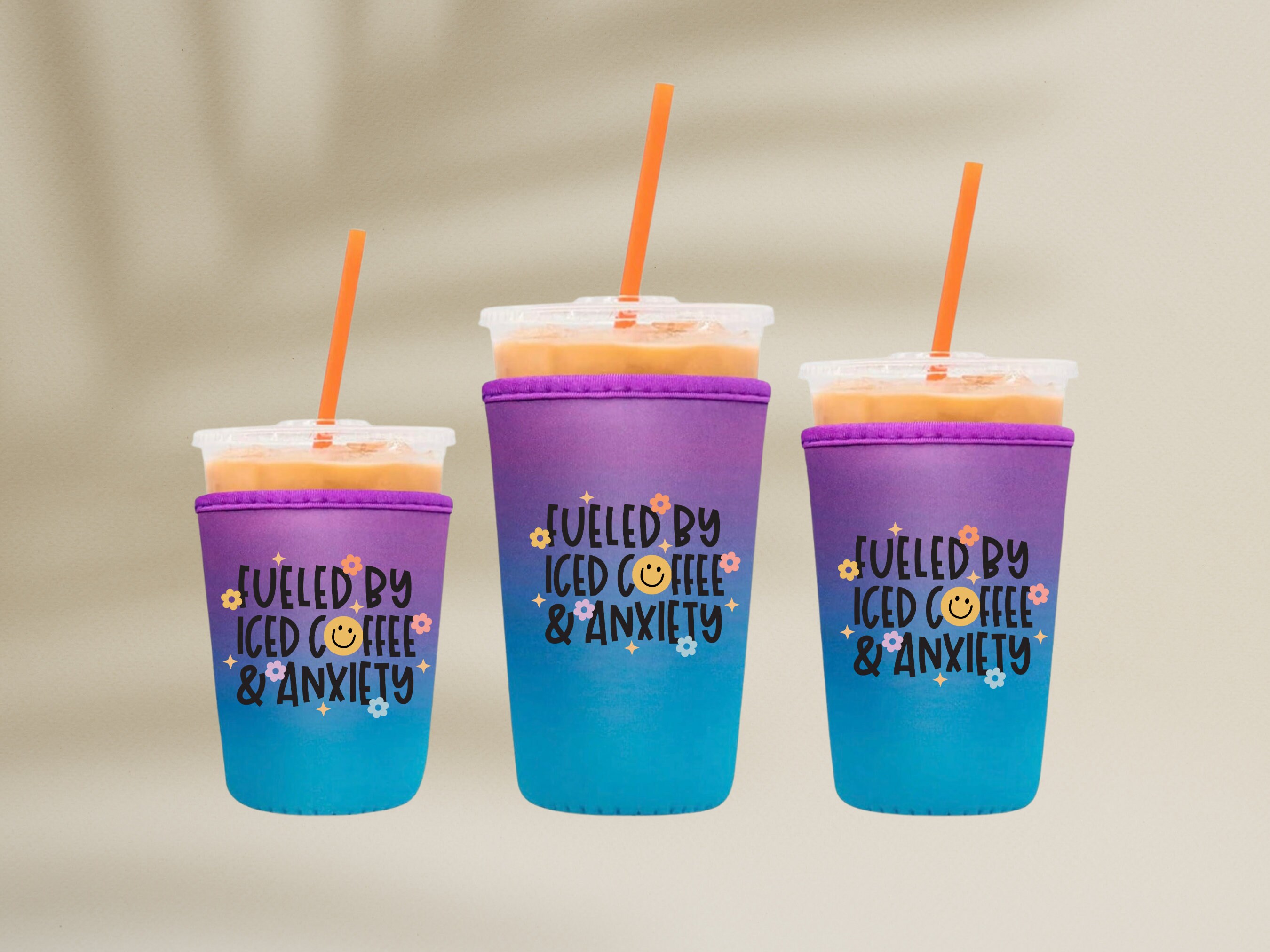 3 Sizes, Handmade Iced Coffee Cozy, Drink Sleeve, Beverage Holder ...