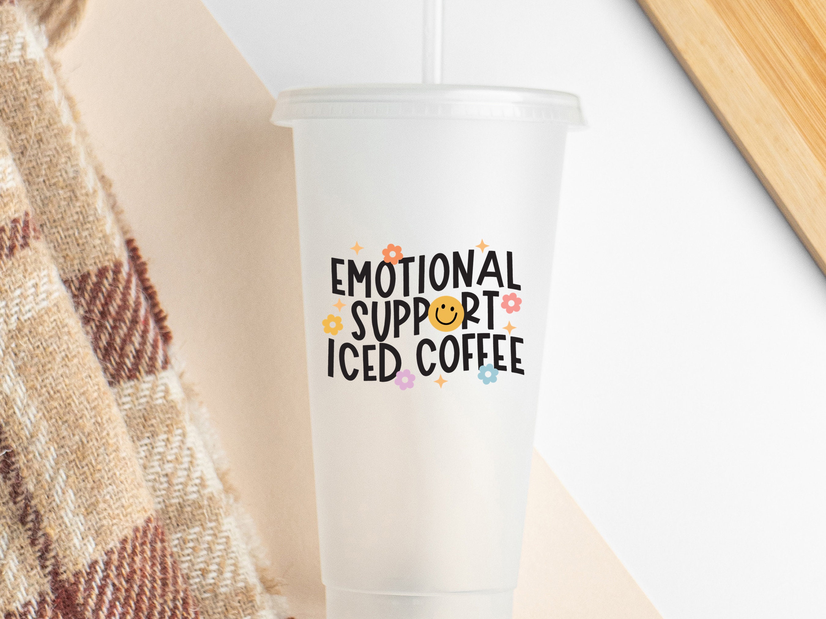 24 Oz. Emotional Support Iced Coffee Tumbler, Cute Tumbler Cup, Iced ...