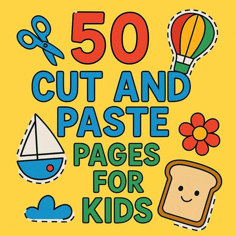 Cut and Paste Worksheet, Kids Activity Pages, Scissors Skill Practice ...