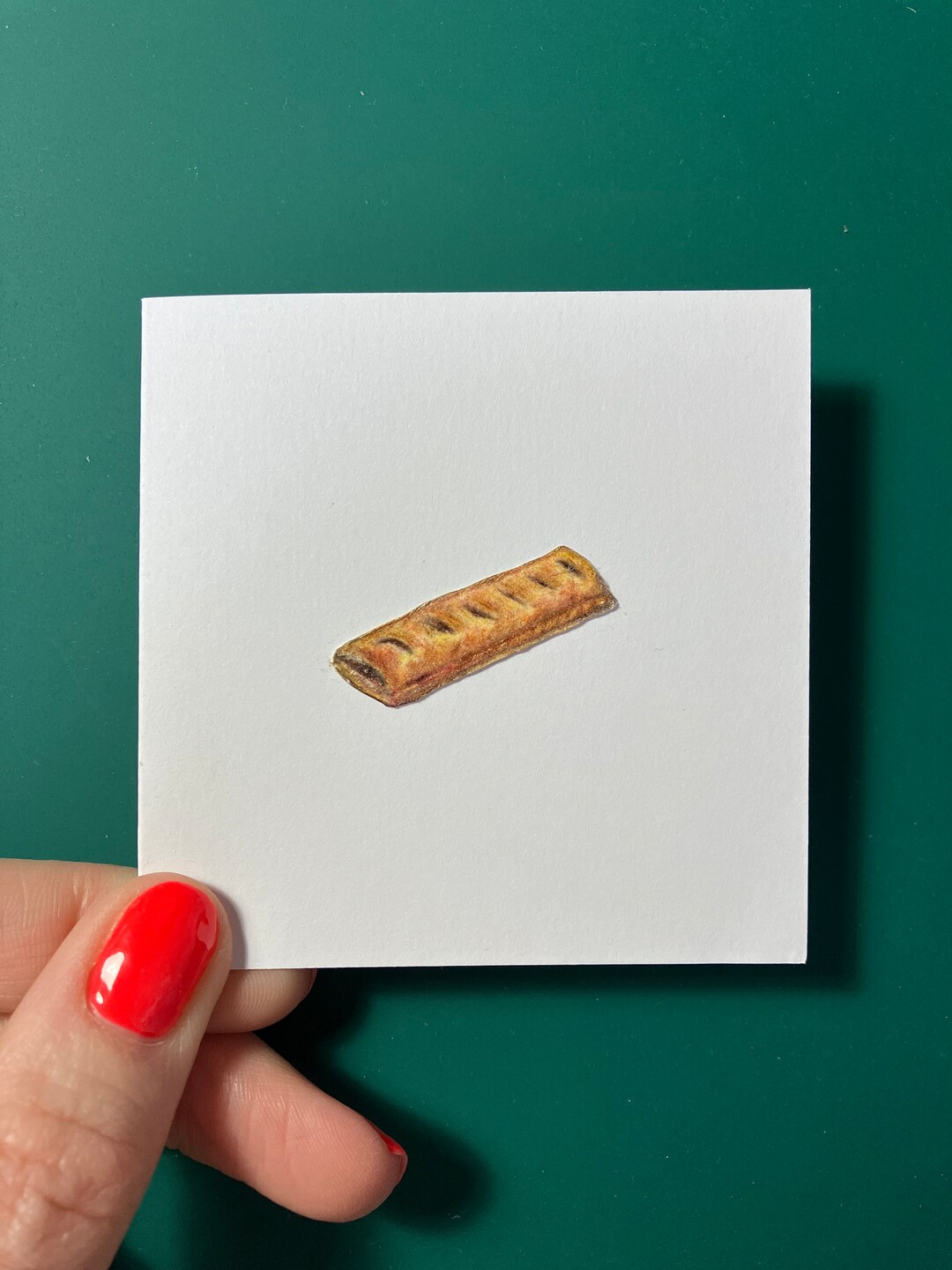 Original 3D Hand Drawn Sausage Roll Card: Illustrated Card, Decoupage ...