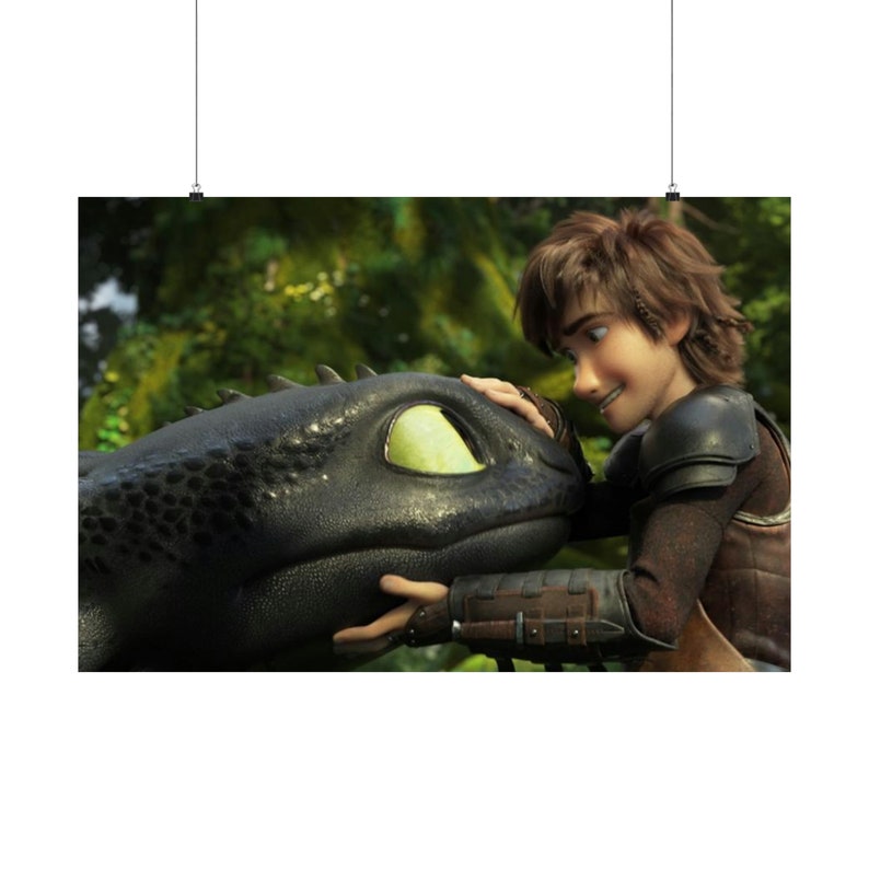 Matte Horizontal Poster Featuring Toothless and Hiccup From How to ...
