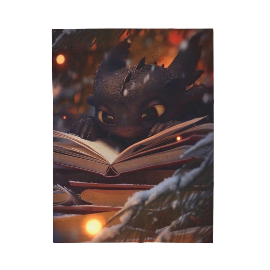 Cozy Dragon Reading Velveteen Plush Blanket, Perfect for Pet Lovers ...