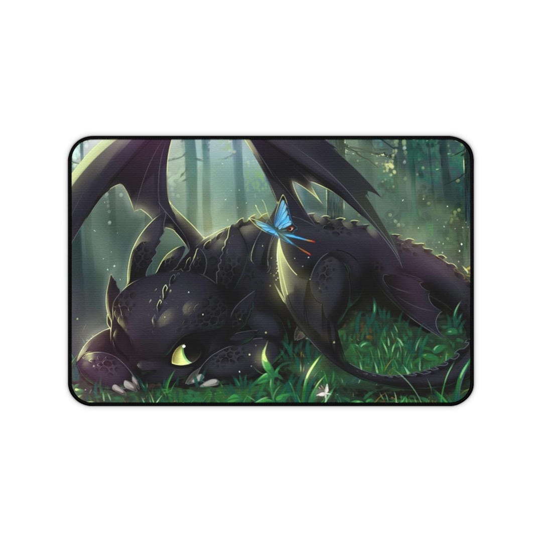 Fantasy-themed Desk Mat With Dragon & Butterfly Design, Gaming Mouse ...