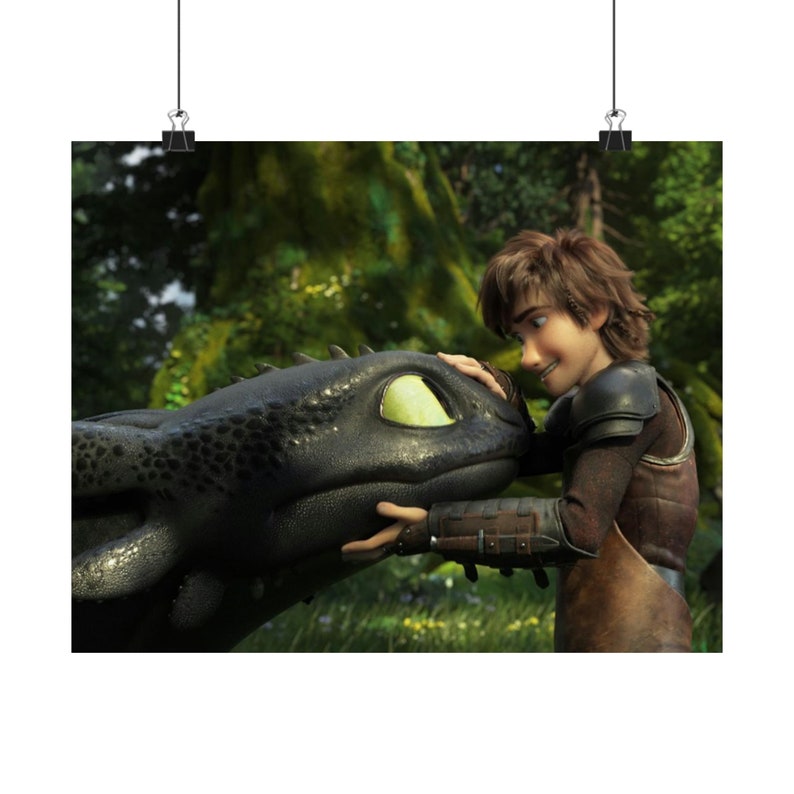 Matte Horizontal Poster Featuring Toothless and Hiccup From How to ...