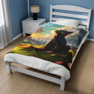 Beautiful Comfy Velveteen Plush Blanket Featuring Toothless From How to ...
