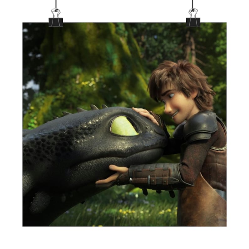Matte Horizontal Poster Featuring Toothless and Hiccup From How to ...