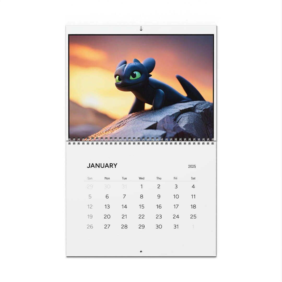 Dragon Inspired Wall Calendar for 2025, Toothless Design, Gift for How ...
