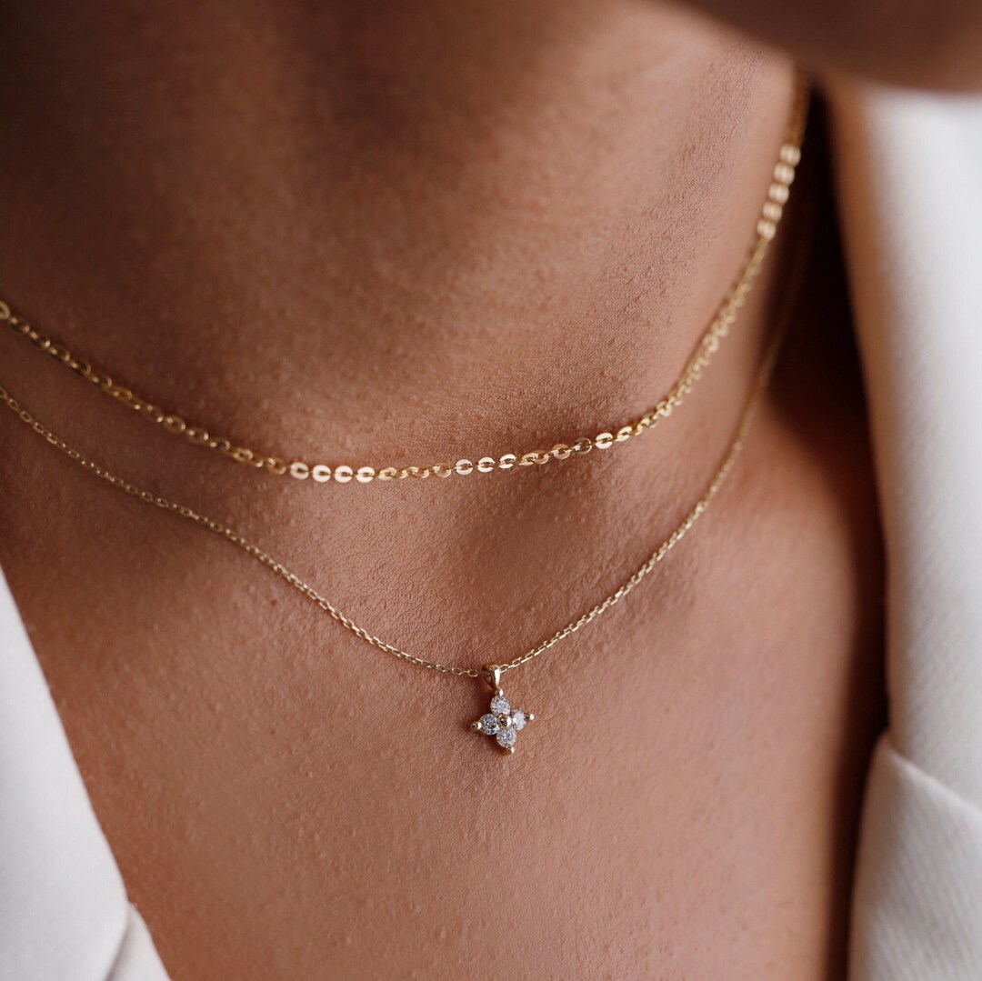Elegant Diamond Clover Necklace, Elegant Flower Necklace for Women ...