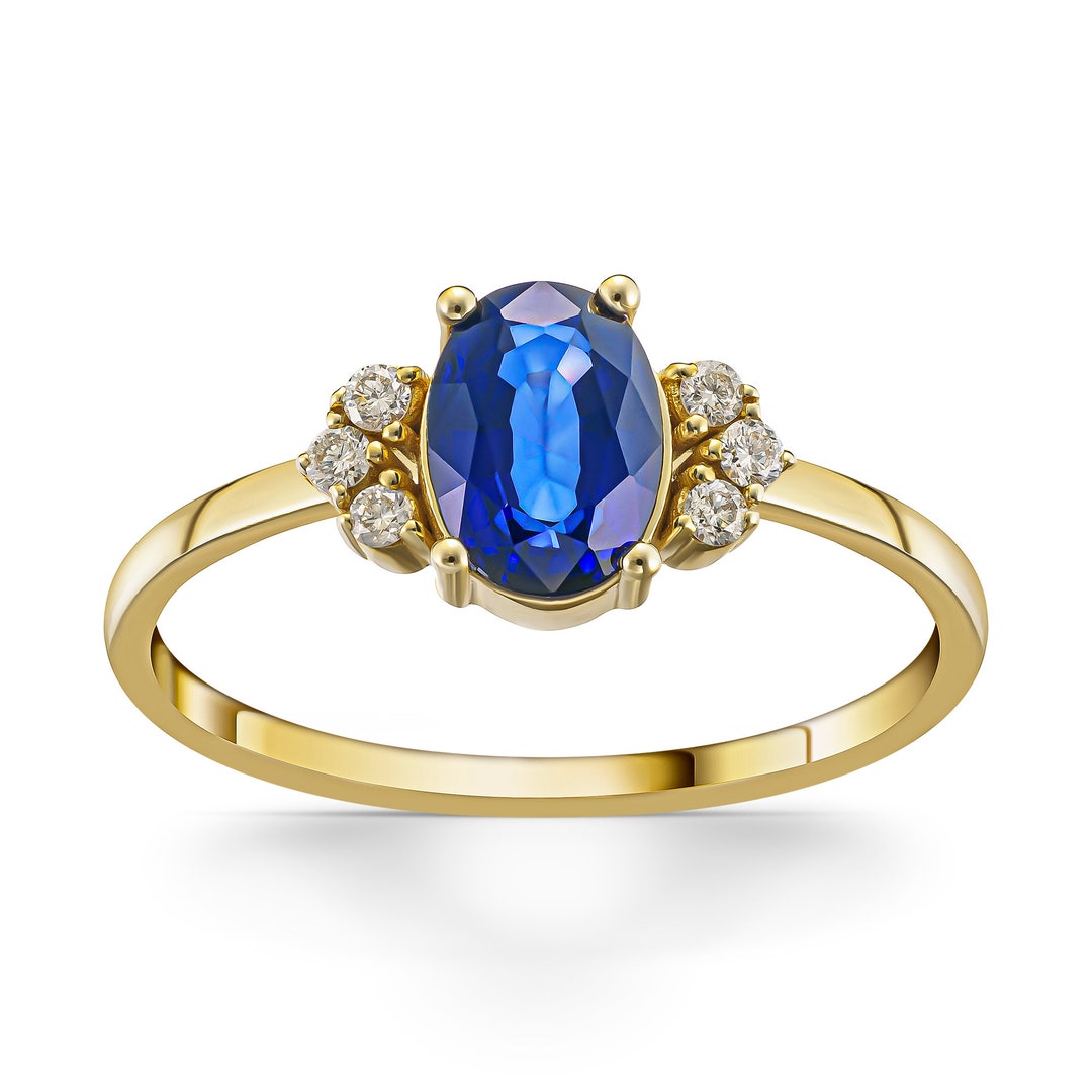 Sapphire Stone Diamond Ring, Queen Shaped Diamond Ring, Mother's Day ...