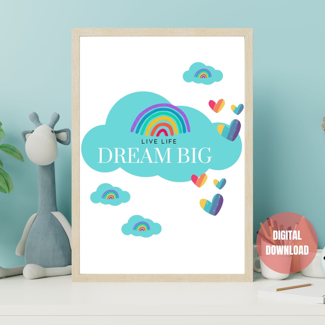 Kids Wall Art Kids Printable Dream Big Wall Design Kids - Etsy