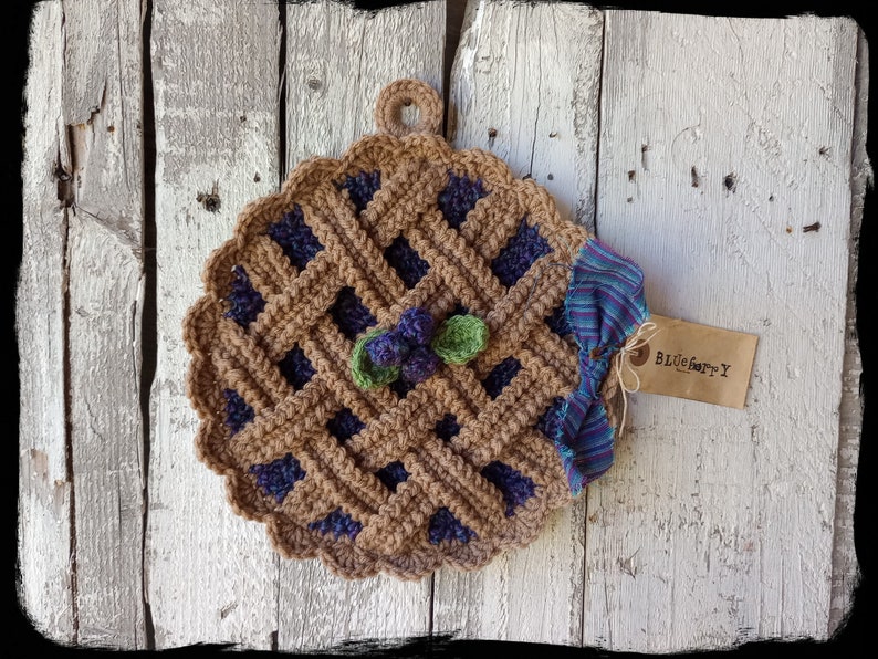 Blueberry Pie Potholder Crochet Pattern, Thanksgiving Pie Hot Pad ...