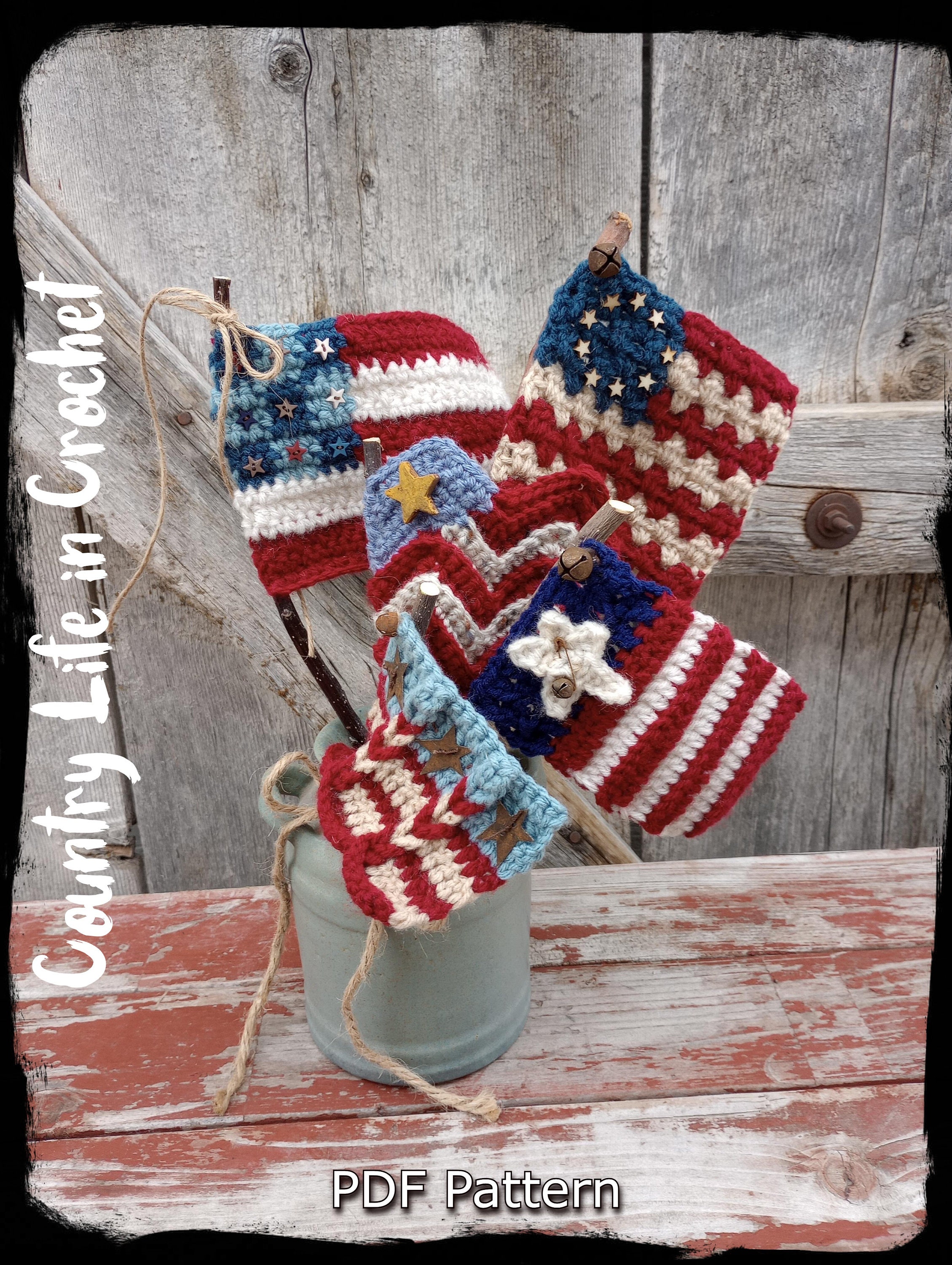 PDF Pattern Patriotic Flags Crochet Pattern USA American - Etsy