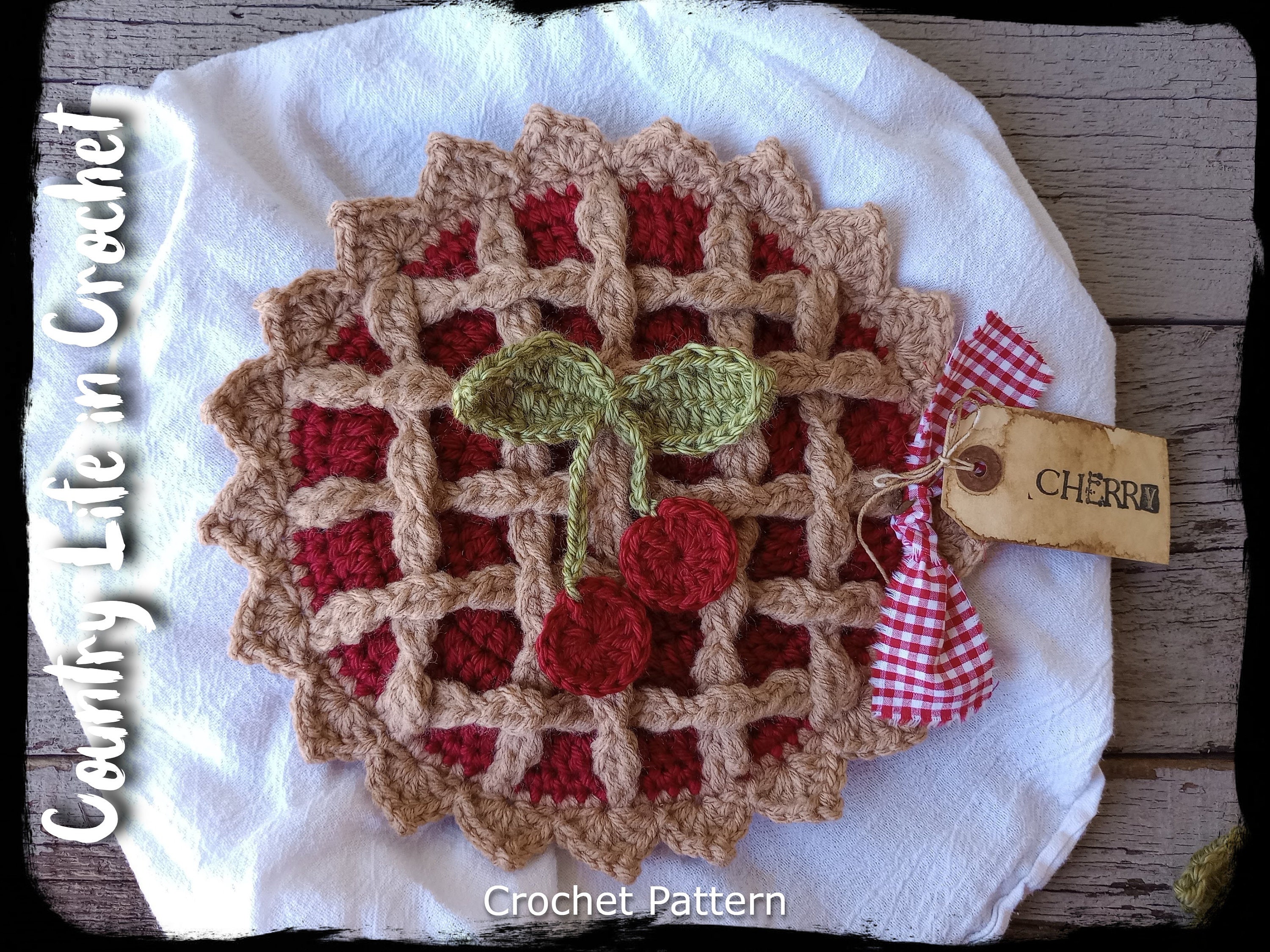 Cherry Pie Potholder Crochet Pattern, Thanksgiving Pie Hot Pad, Summer ...