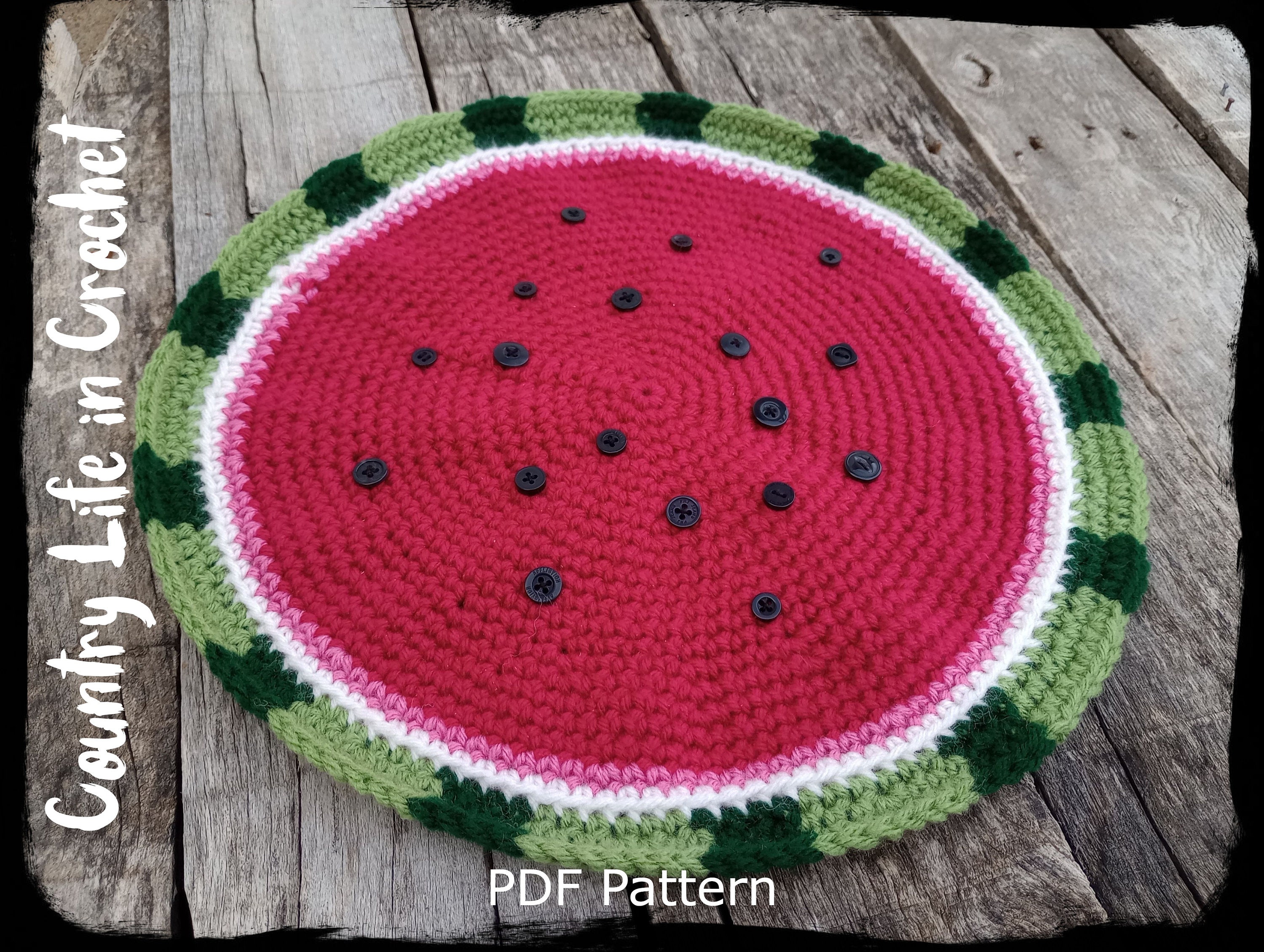 PDF Pattern, Watermelon Slice Crochet Pattern, Watermelon Table Topper ...