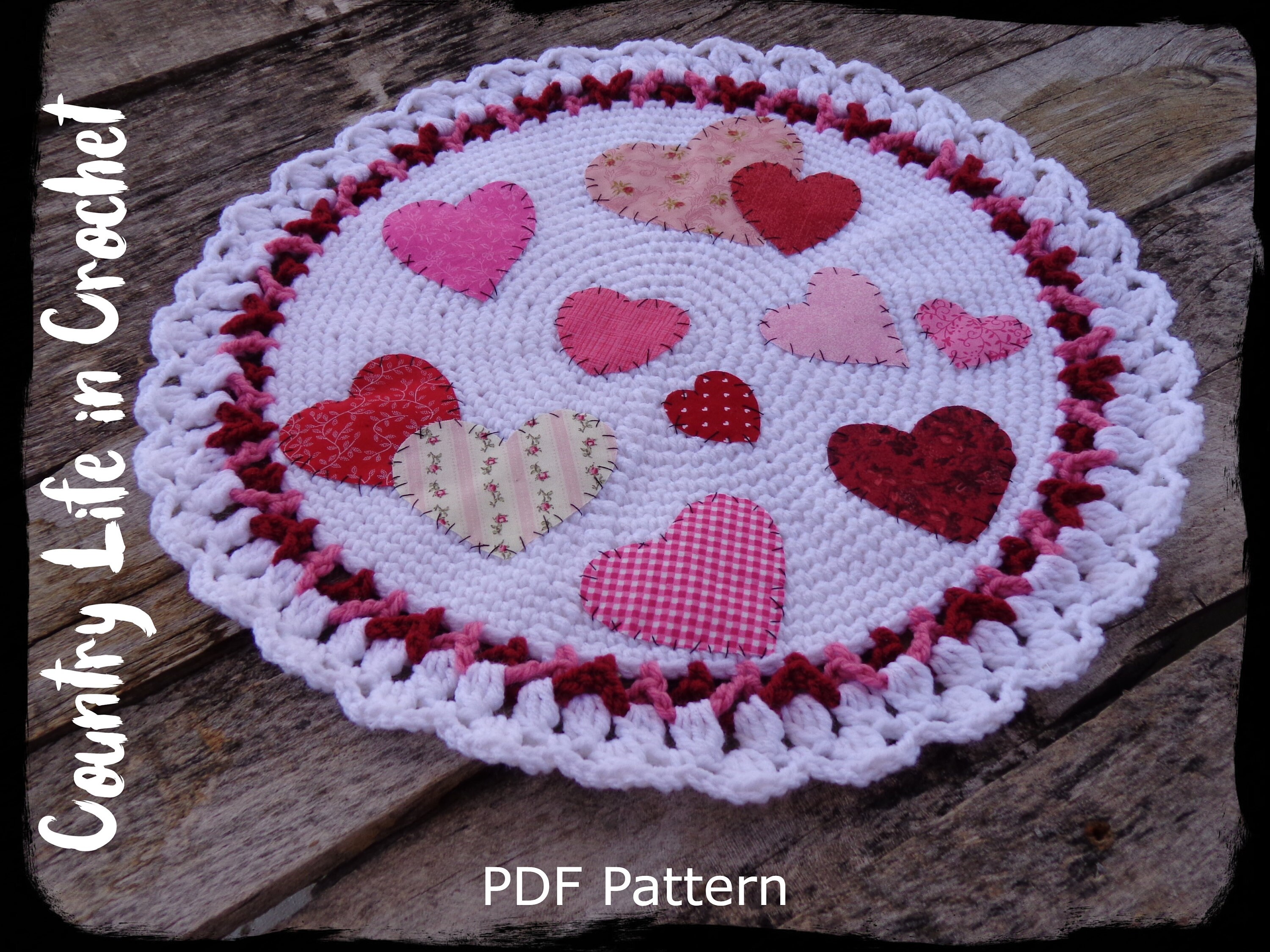 Valentine Table Topper Crochet Pattern, Heart Doily, Valentine's Day ...