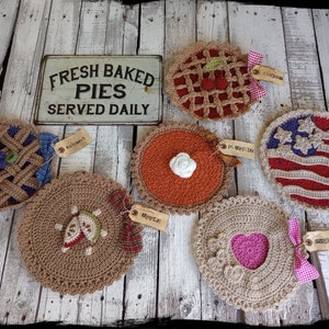 Apple Pie Potholder Crochet Pattern, Thanksgiving Pie Hot Pad, Fall ...