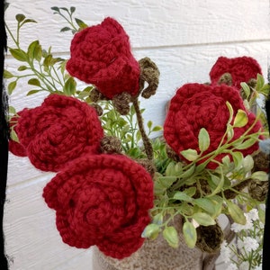 Long Stem Roses Crochet Pattern, Red Roses, Easy Crochet Tutorial ...