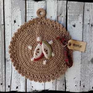 Apple Pie Potholder Crochet Pattern, Thanksgiving Pie Hot Pad, Fall ...