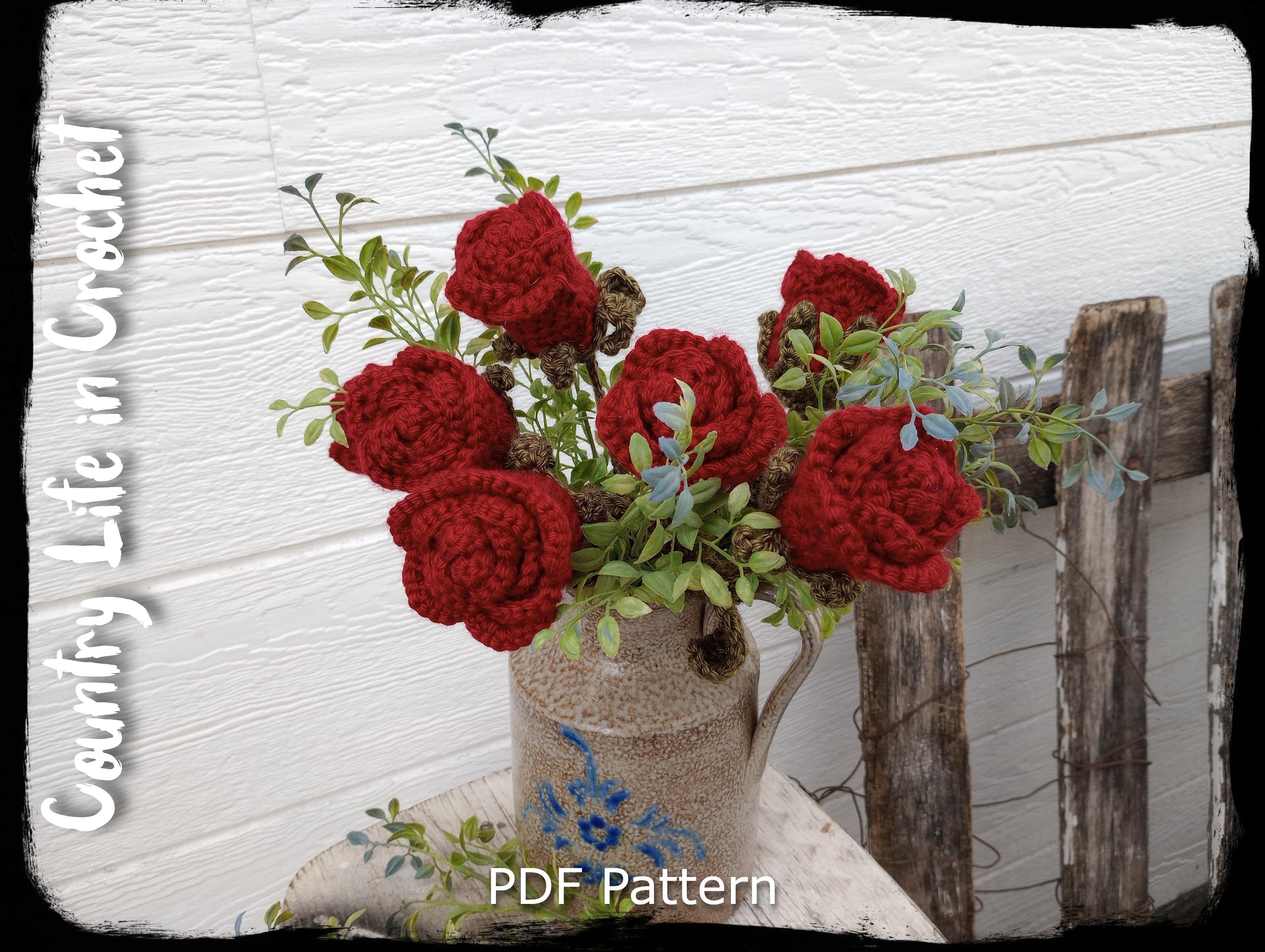 Long Stem Roses Crochet Pattern, Red Roses, Easy Crochet Tutorial ...
