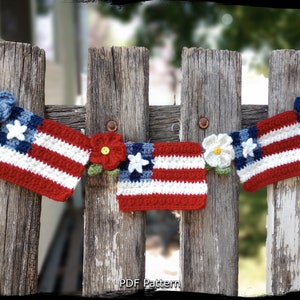 Red White and Bloom Patriotic Flag Bunting Crochet Pattern, Digital ...