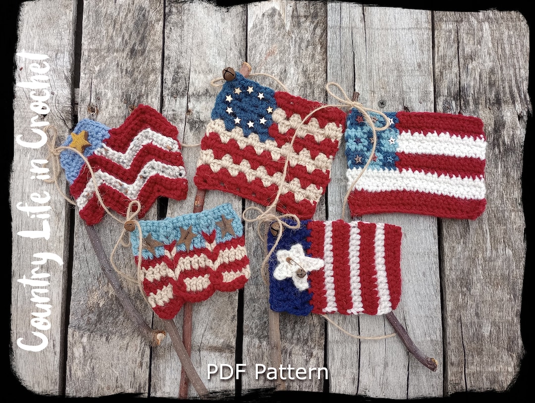 Patriotic Flags Crochet Pattern: Americana Decor (PDF Pattern), Flag ...