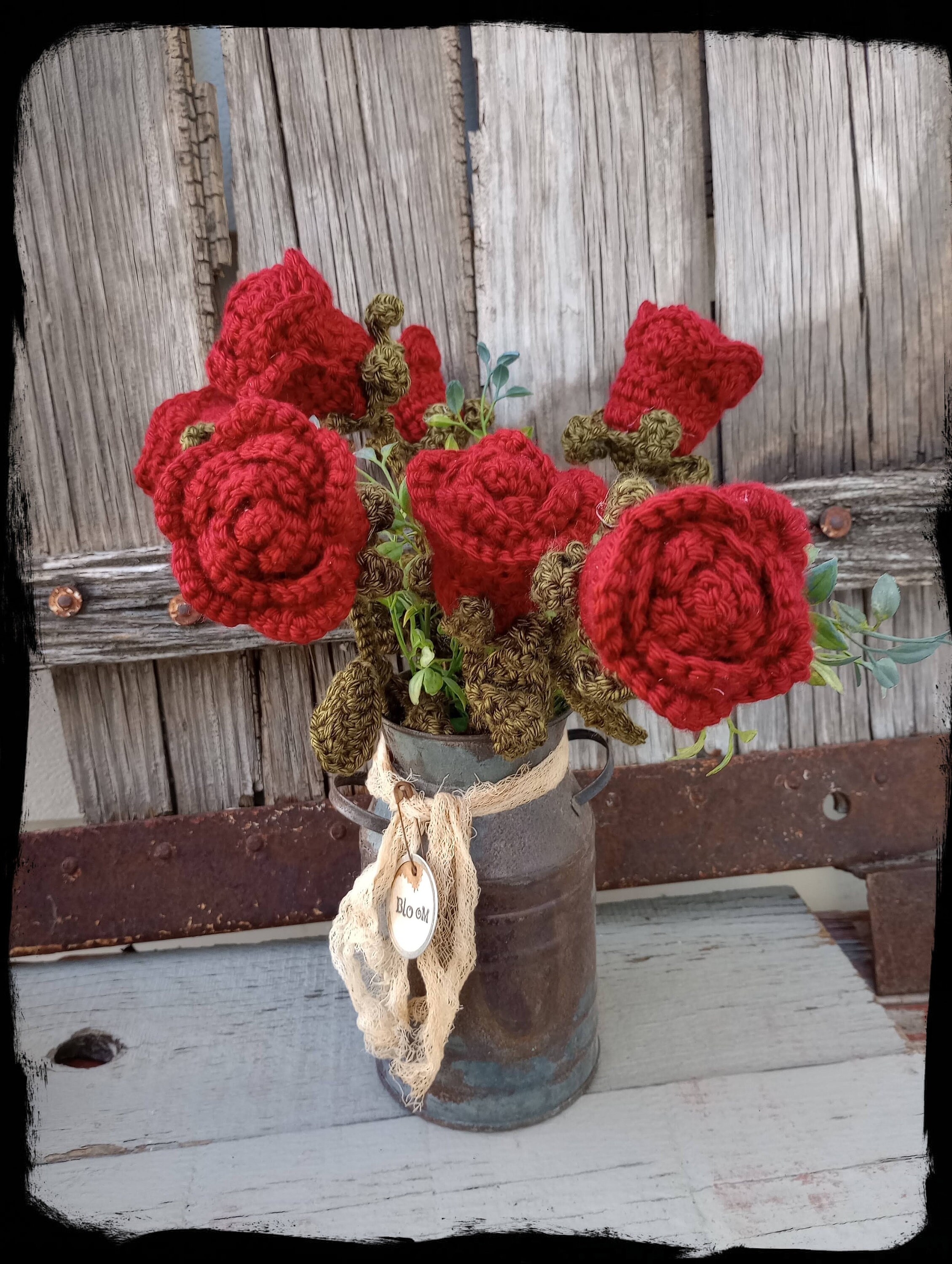 Long Stem Roses Crochet Pattern, Red Roses, Easy Crochet Tutorial ...