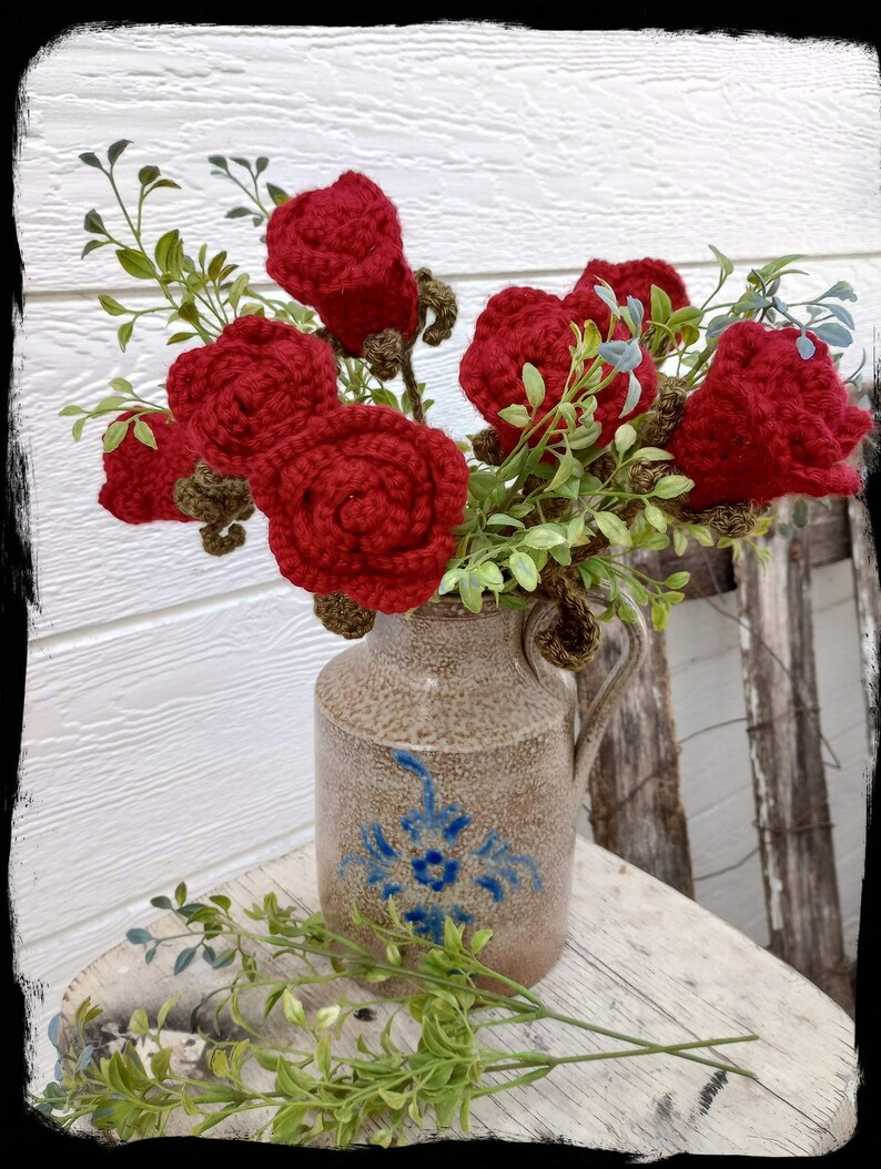 Long Stem Roses Crochet Pattern, Red Roses, Easy Crochet Tutorial ...