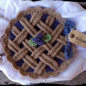 Blueberry Pie Potholder Crochet Pattern, Thanksgiving Pie Hot Pad ...