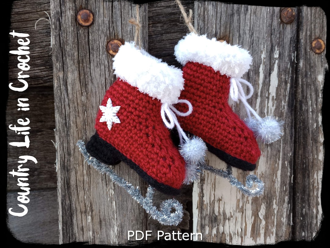 PDF Pattern, Ice Skates Crochet Pattern, Vintage Skates Christmas Tree ...