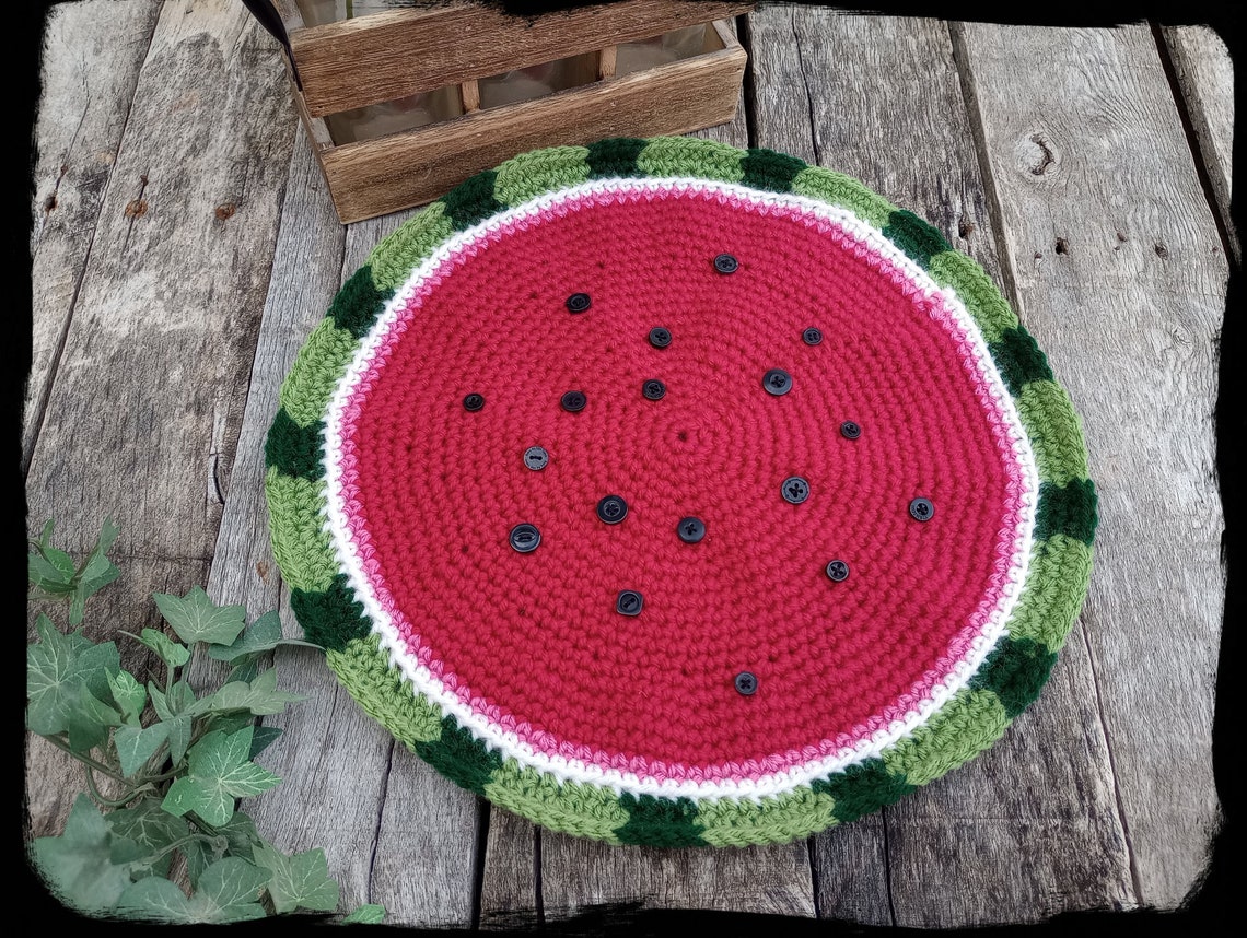PDF Pattern, Watermelon Slice Crochet Pattern, Watermelon Table Topper ...