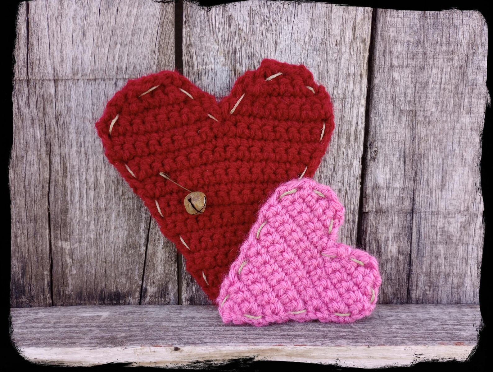 Primitive Heart Crochet Pattern: Valentine's Garland, Coaster (PDF ...
