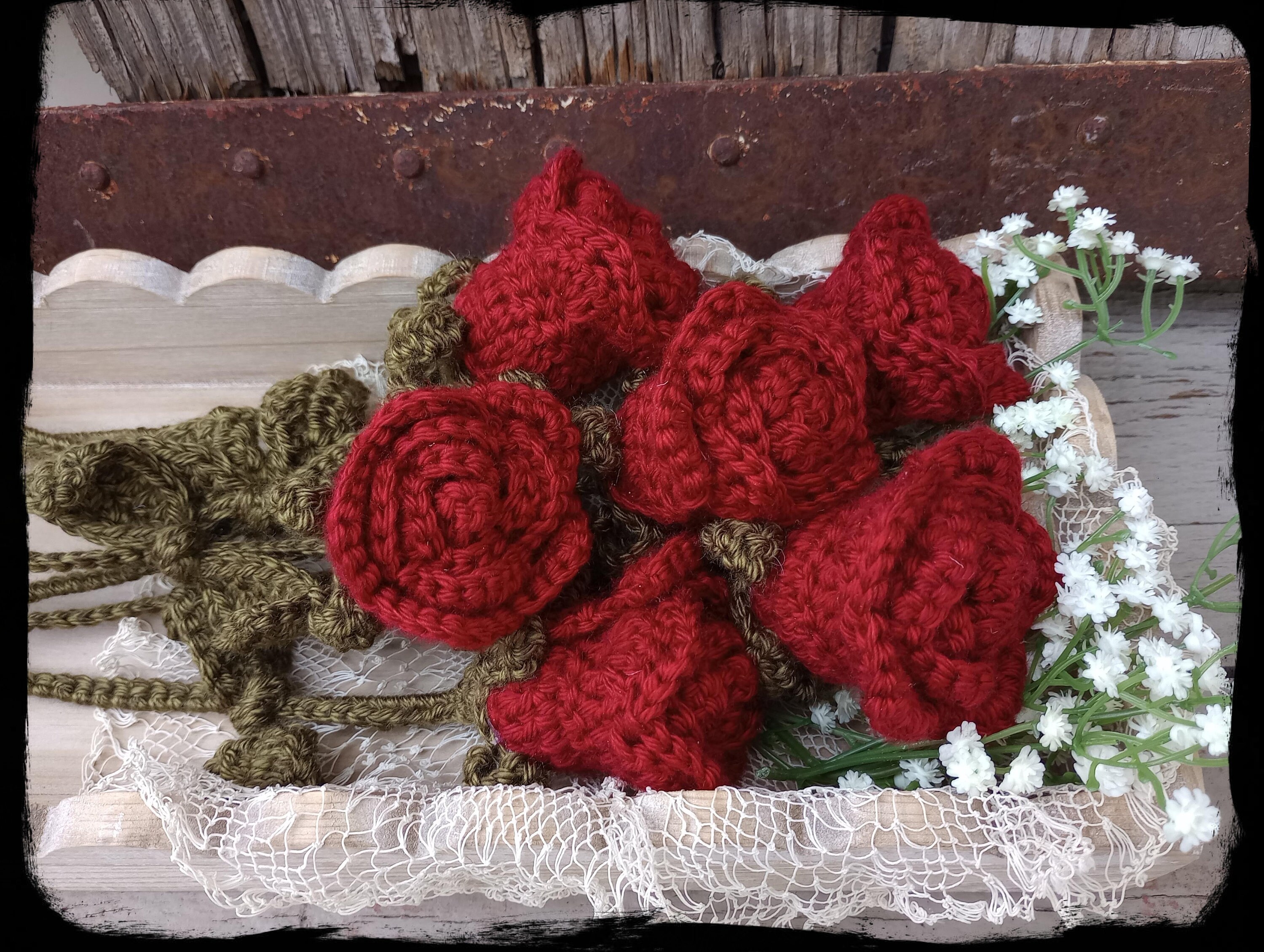 Long Stem Roses Crochet Pattern, Red Roses, Easy Crochet Tutorial ...