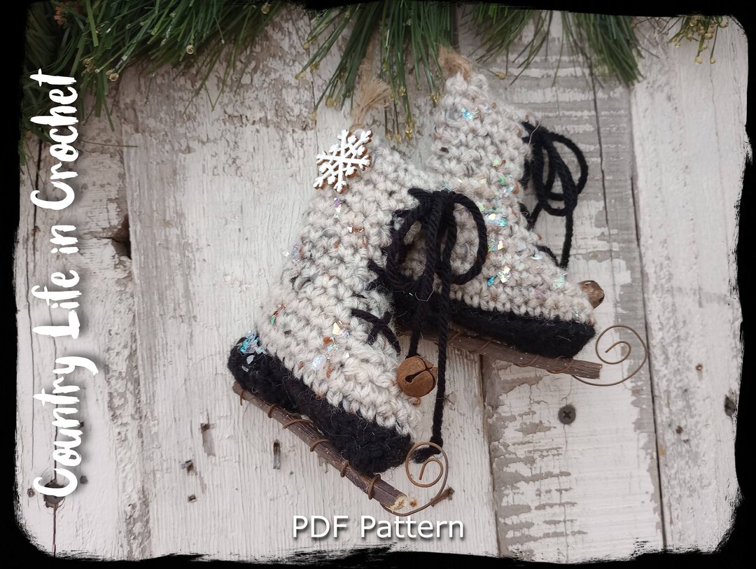 PDF Pattern, Primitive Ice Skates Crochet Pattern, Vintage Skates ...